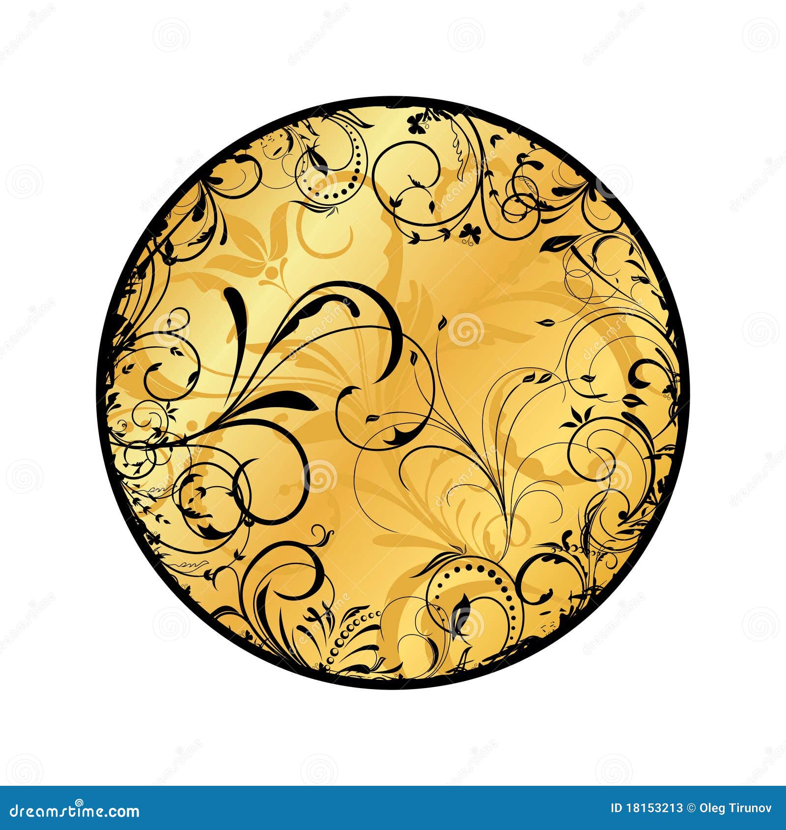 Gold Floral Medallion Cartoon Vector | CartoonDealer.com #18153213
