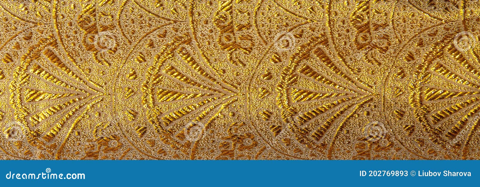 Gold Floral Ornament Brocade Textile Pattern Stock Image - Image of ...
