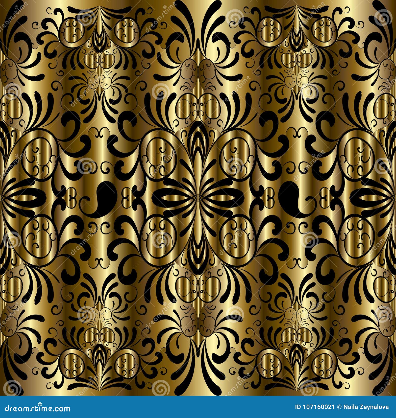Gold Floral Paisleys Seamless Pattern. Damask Vintage Gold Black Stock ... Gold Floral Paisleys Seamless Pattern. Damask Vintage Gold Black Stock ...