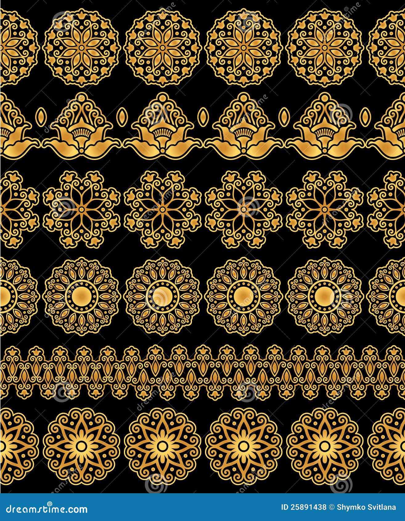 Gold floral patterns stock vector. Illustration of chain - 25891438