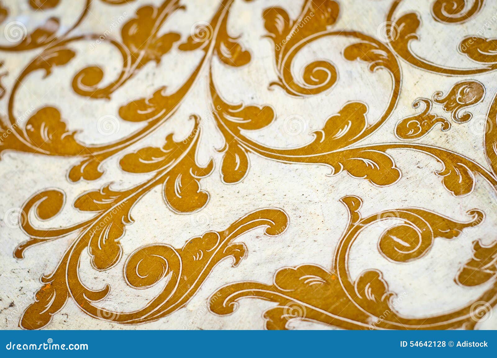 Gold Flourish Design. White Background. Stock Photo - Image of ...
