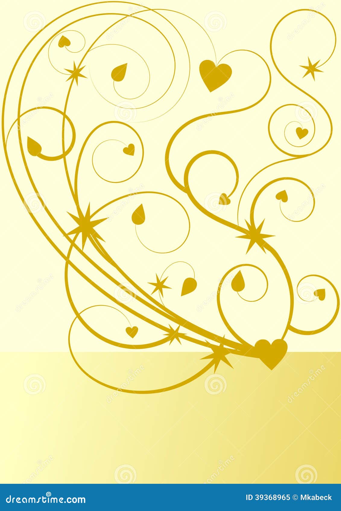 Gold Flourish Pattern with Stars and Hearts Stock Illustration ...