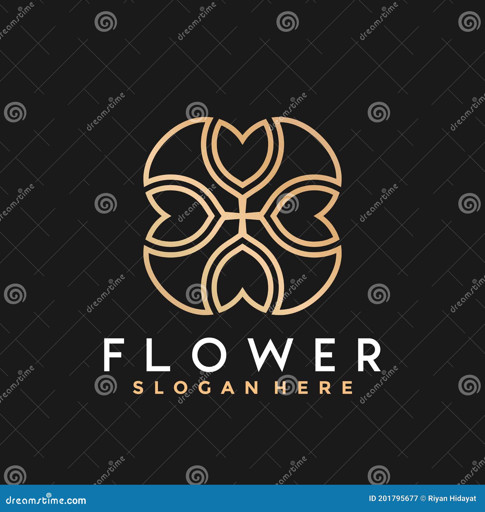 Gold Flower Logo Design Vector Illustration Stock Vector - Illustration ...