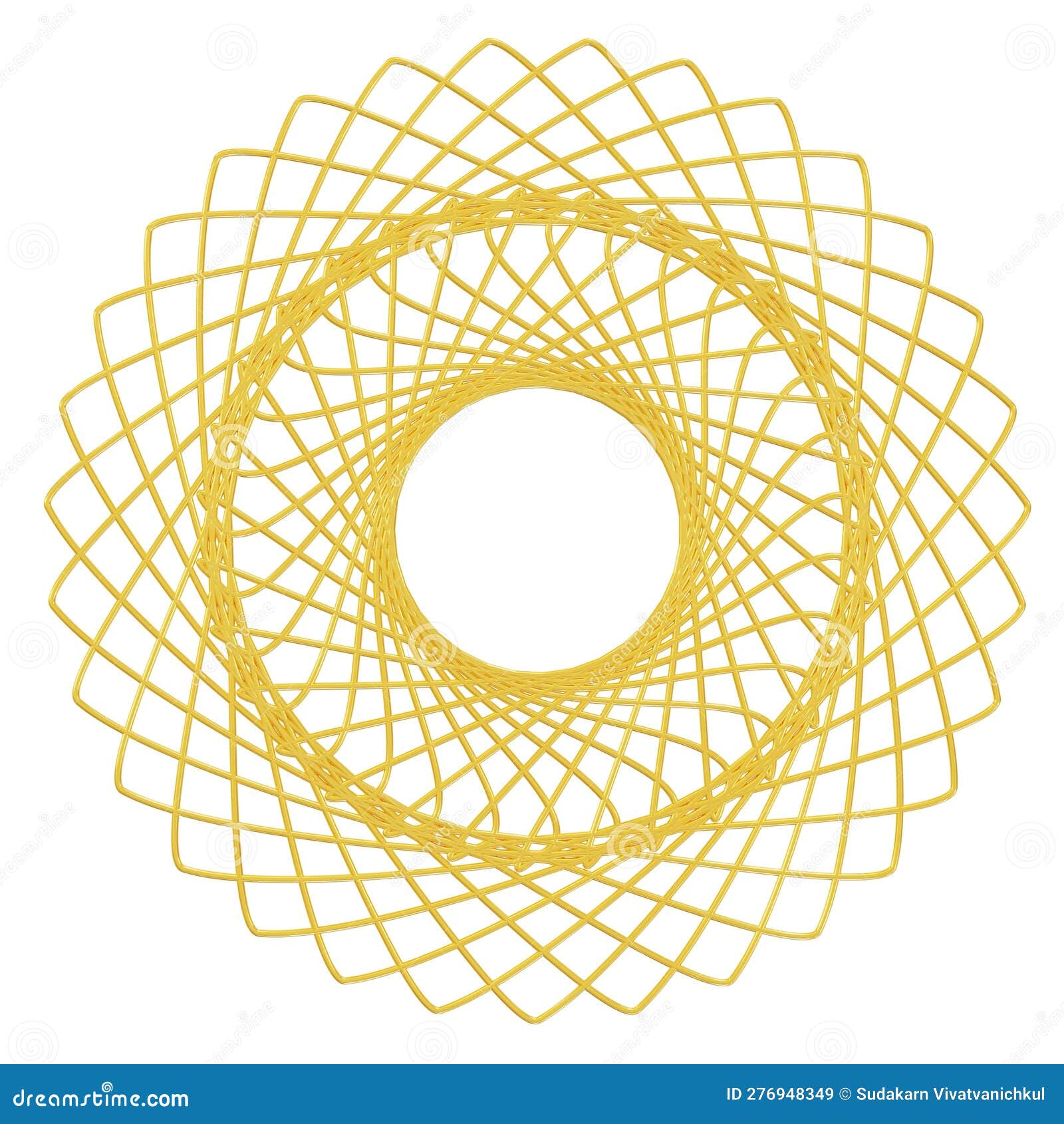 Gold Flower Shape Spirograph Icon. 3d Rendering Stock Image ...