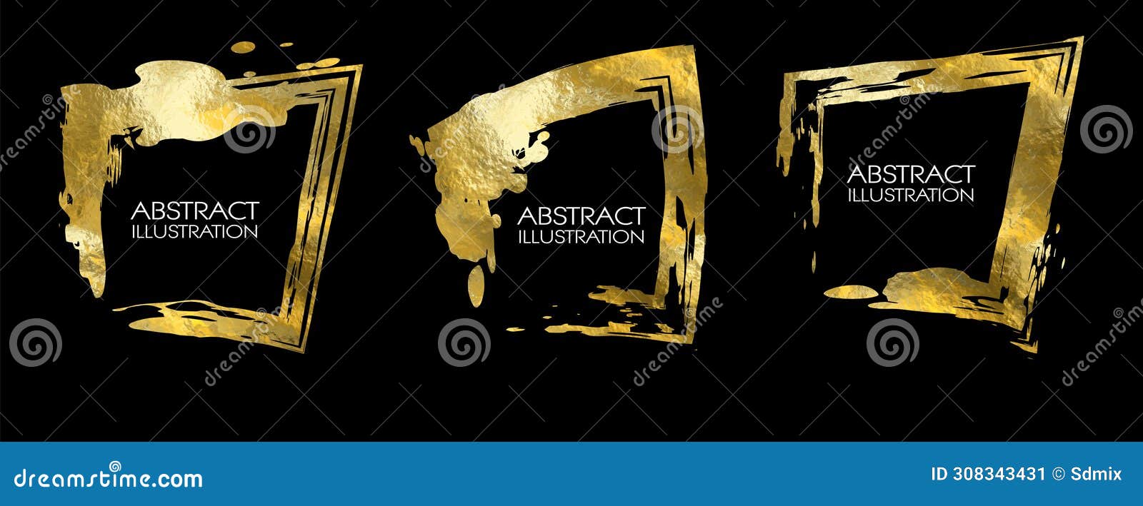 Gold Foil Abstract Square Grunge Banners Set. Texture, Gold Foil Effect ...