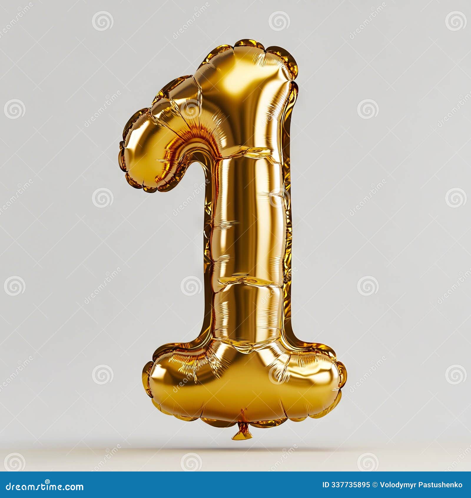 A Gold Foil Balloon Shaped Like the Number One Stock Illustration ...