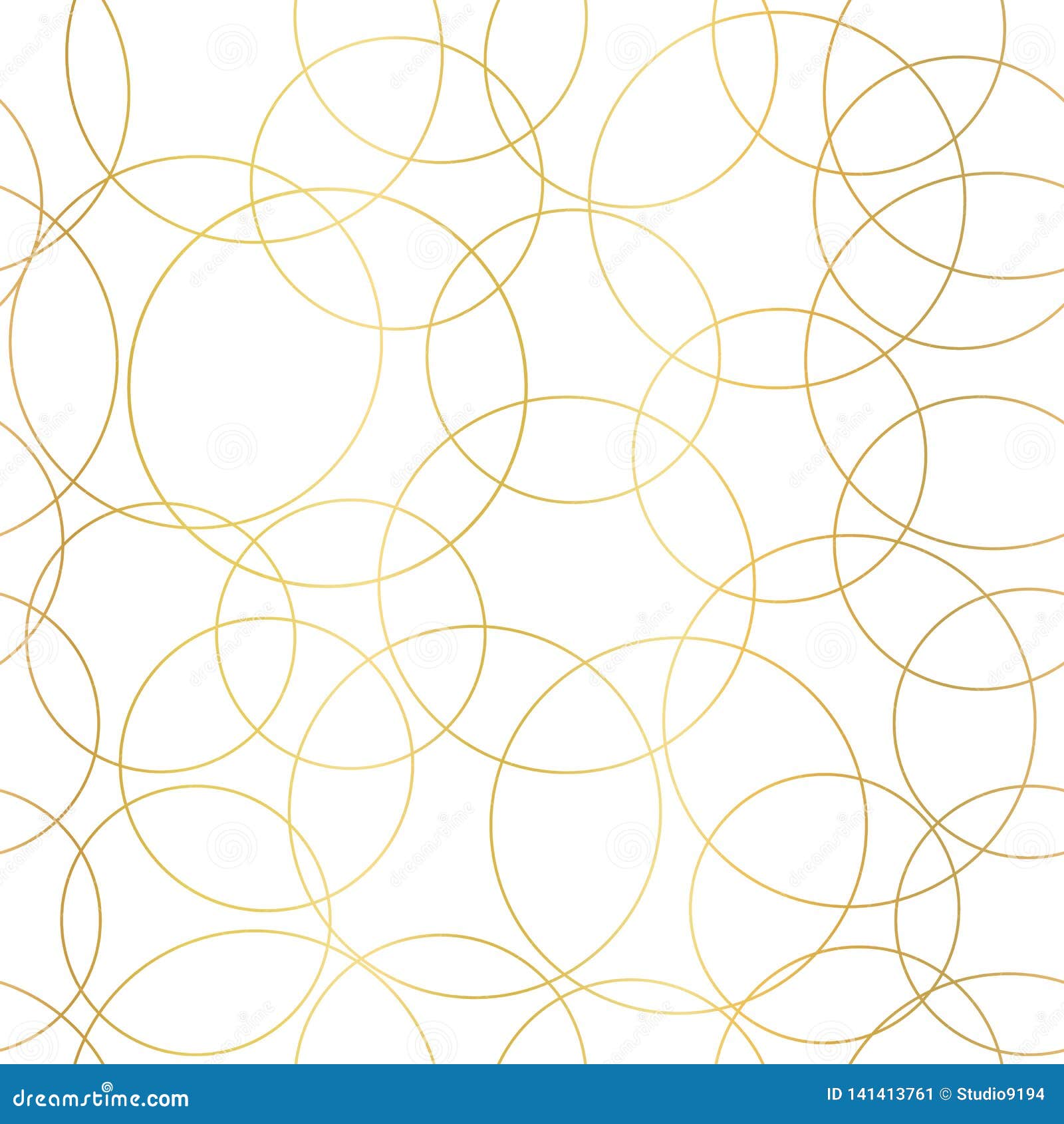Gold Foil Circles Abstract Seamless Vector Pattern. Modern Elegant ...