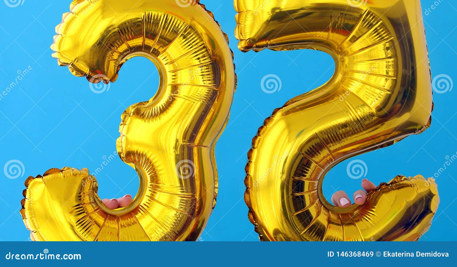Gold Foil Number 35 Celebration Balloon on a Blue Stock Image - Image ...