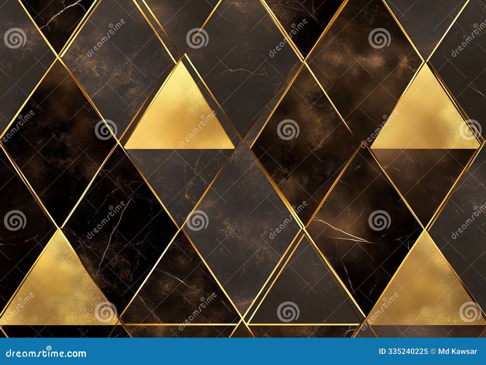 Gold Foil Triangle Marble Seamless Pattern Stock Illustration ...