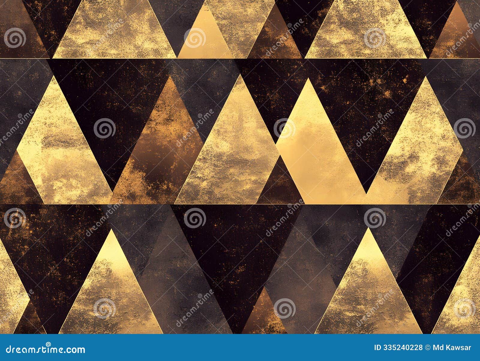 Gold Foil Triangle Seamless Pattern - Art Deco Design Stock ...
