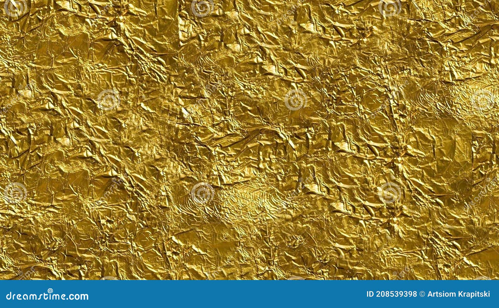 Gold Foil with Wrinkles and Creases. Dented Surface with Damage. Gold ...