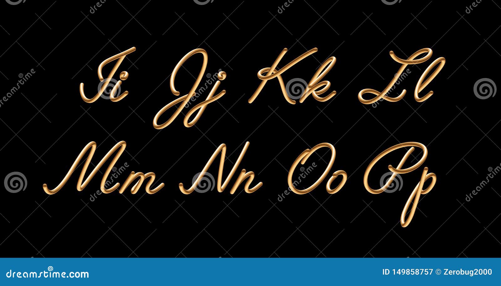 Gold font stock vector. Illustration of letters, cursive - 149858757