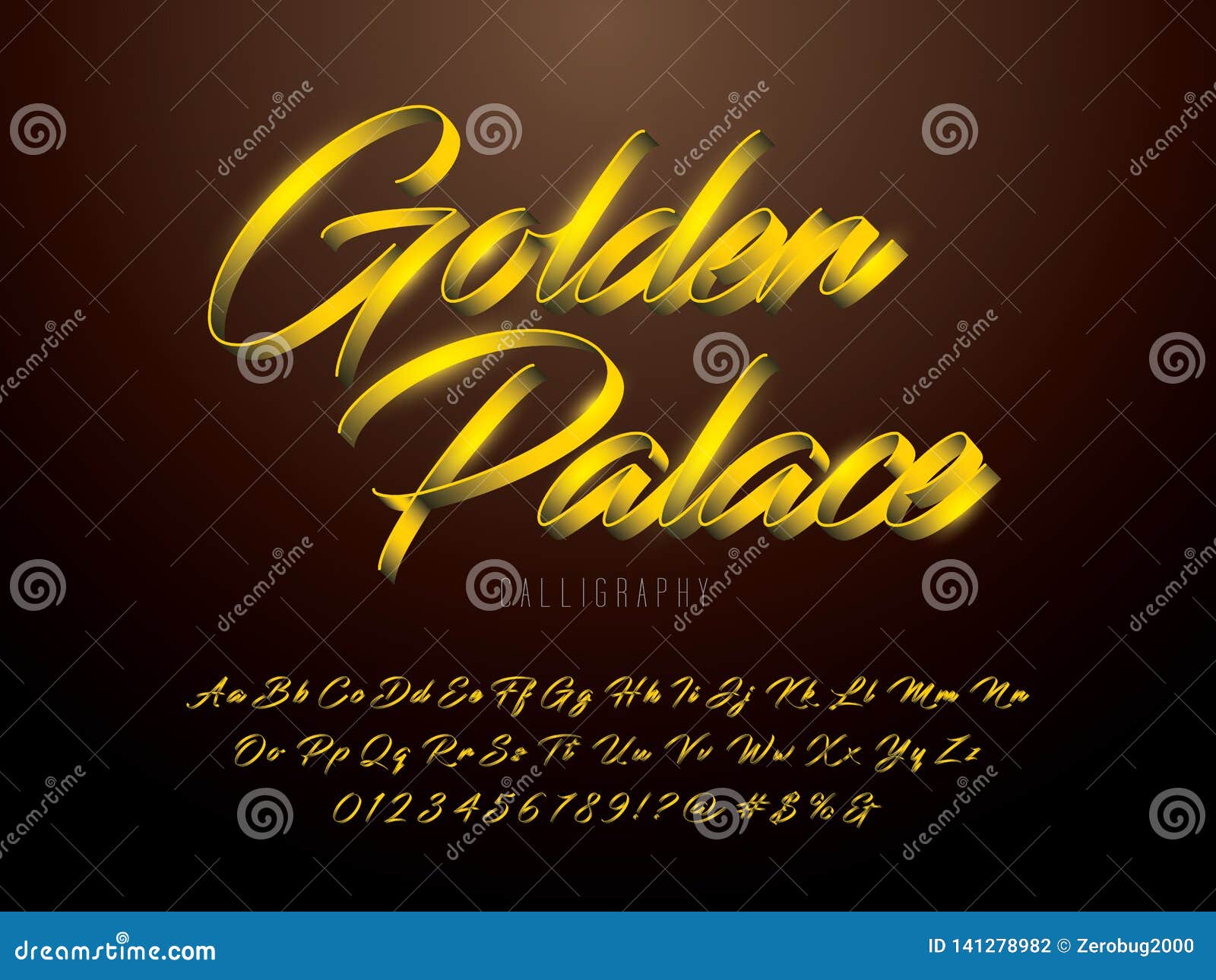 Gold font stock vector. Illustration of holiday, cursive - 141278982