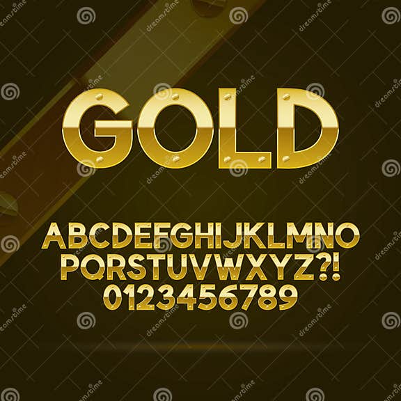 Gold Font and Numbers stock vector. Illustration of artwork - 37607269