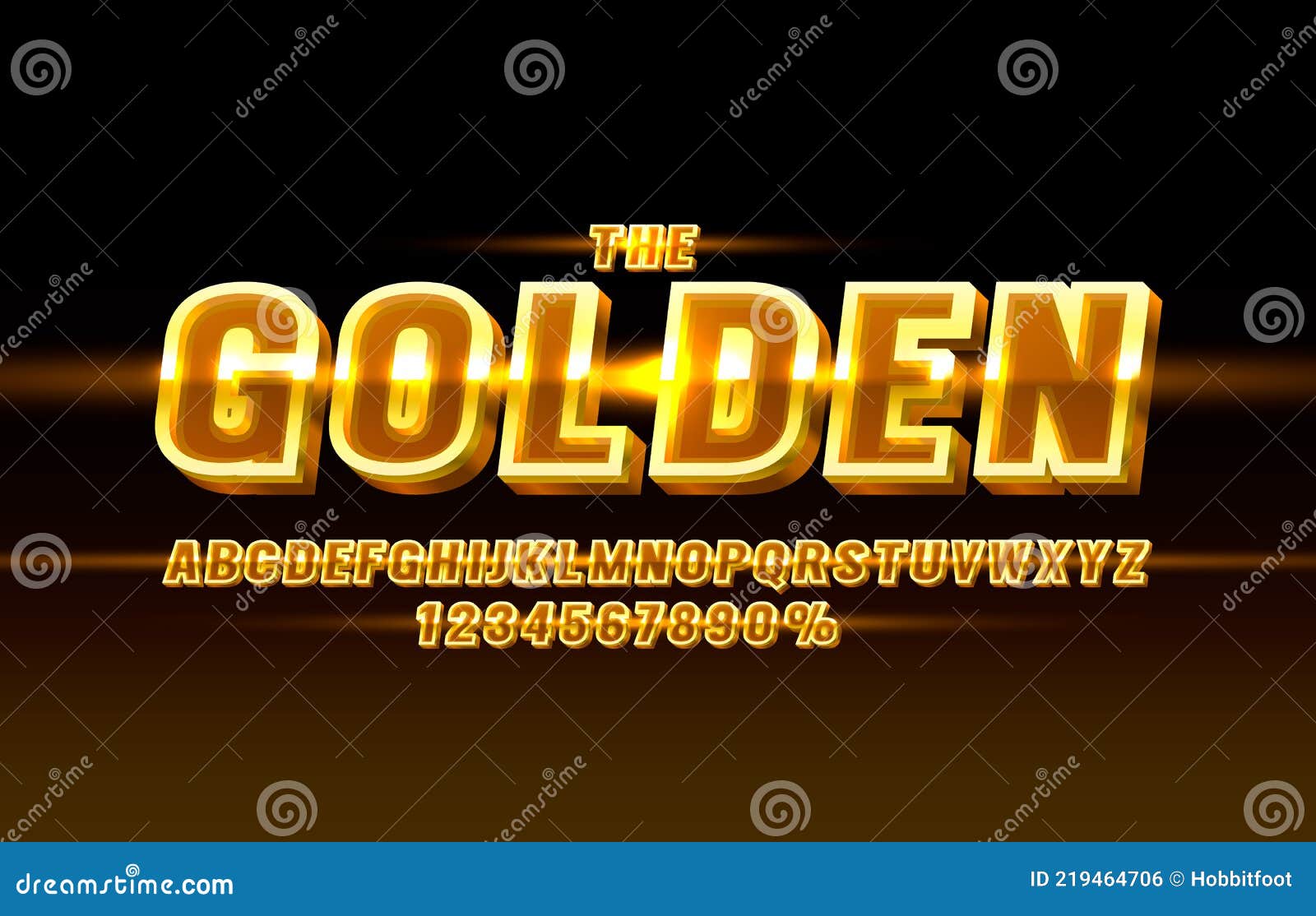 Gold Font Set Collection, Letters and Numbers Symbol. Vector Stock ...