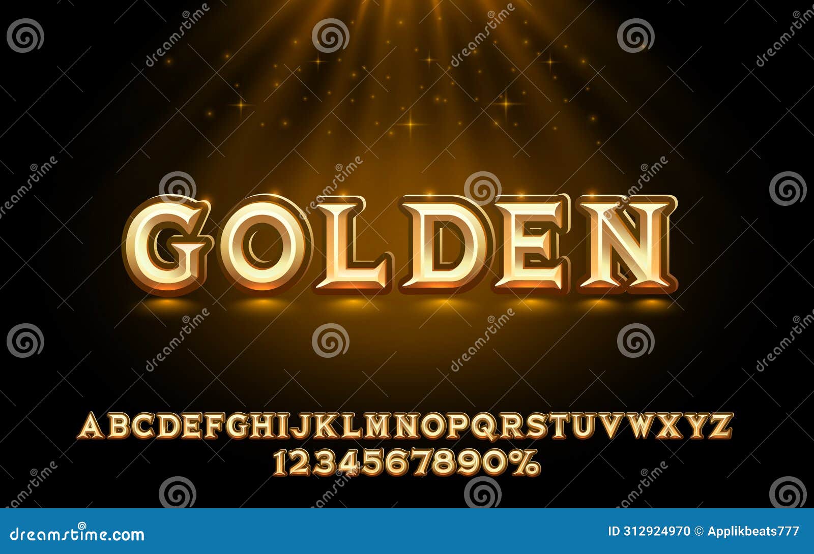 Gold Font Set Collection, Letters and Numbers Symbol. Vector Stock ...