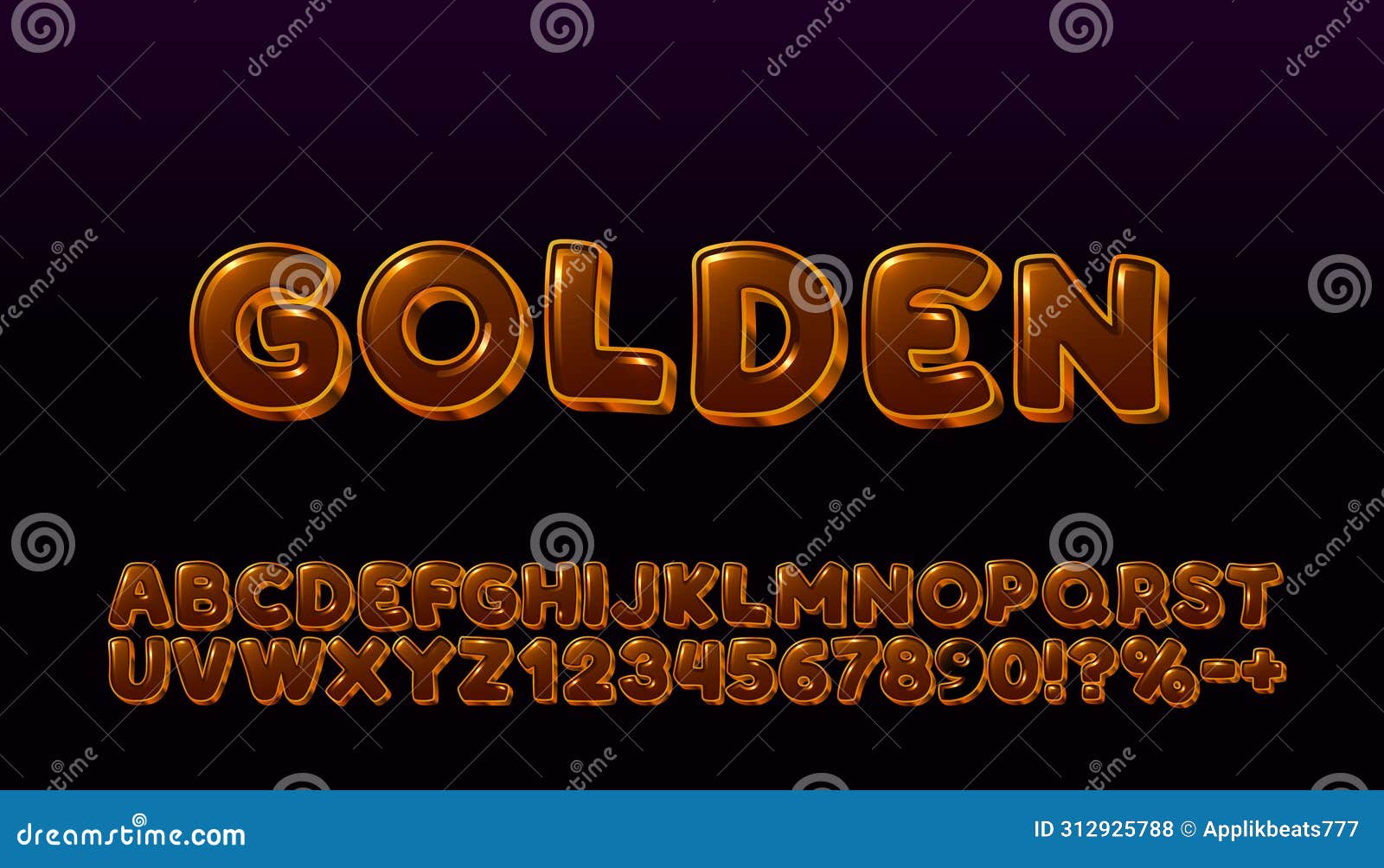 Gold Font Set Collection, Letters and Numbers Symbol. Vector ...