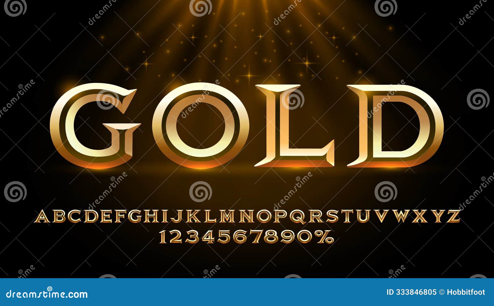 Gold Font Set Collection, Letters and Numbers Symbol. Vector Stock ...