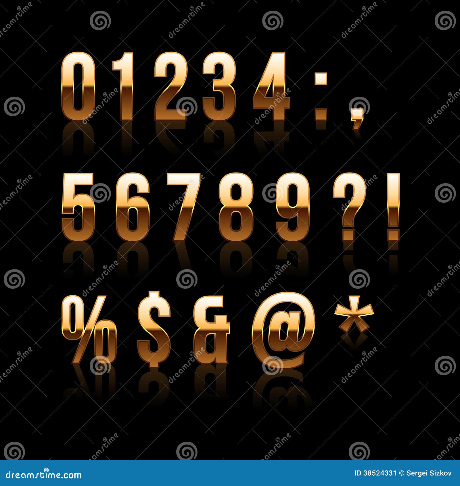 Gold Font Set 2. File Contains Graphic Style. Stock Vector ...