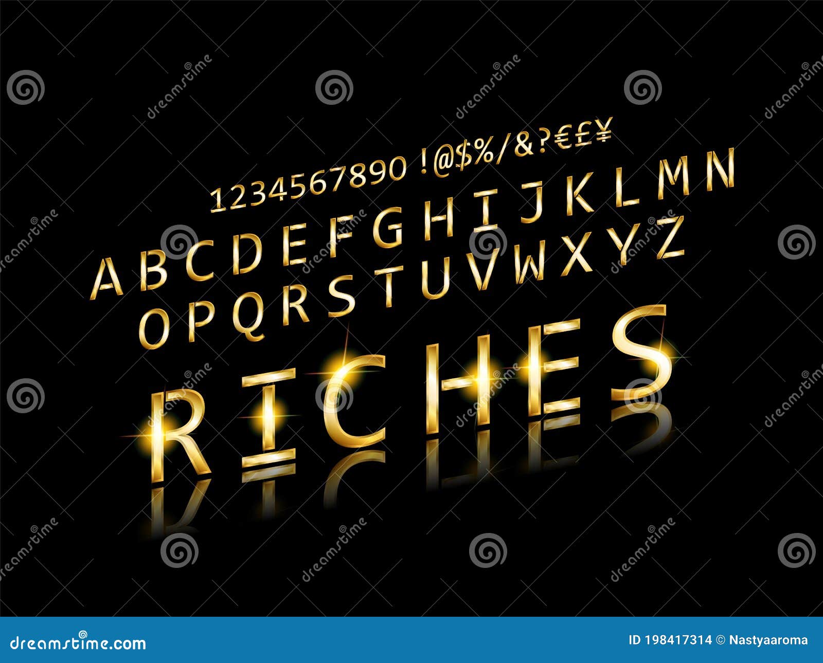 Gold Font. Vector Illustration Stock Illustration - Illustration of ...