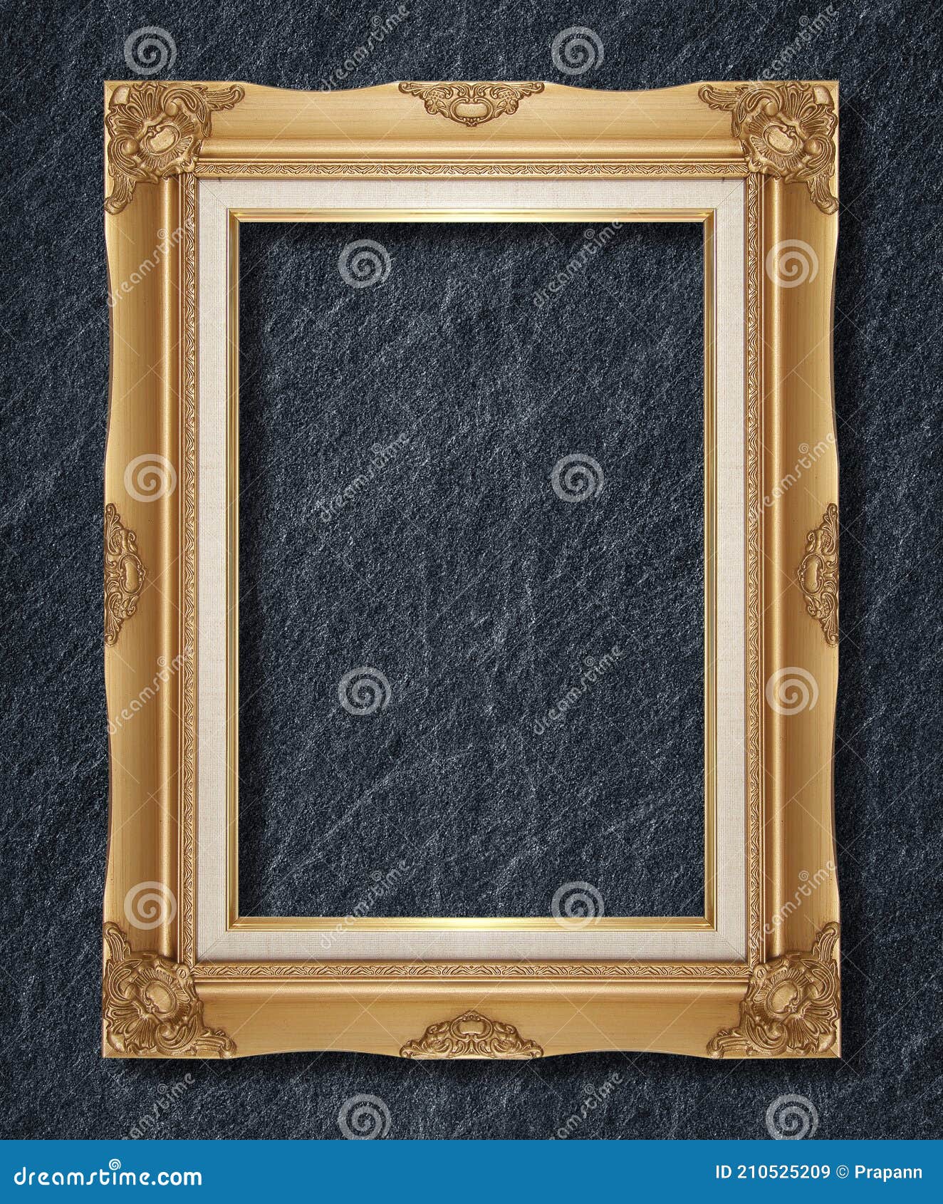 Gold Frame on Black Slate Background Stock Image - Image of classical ...