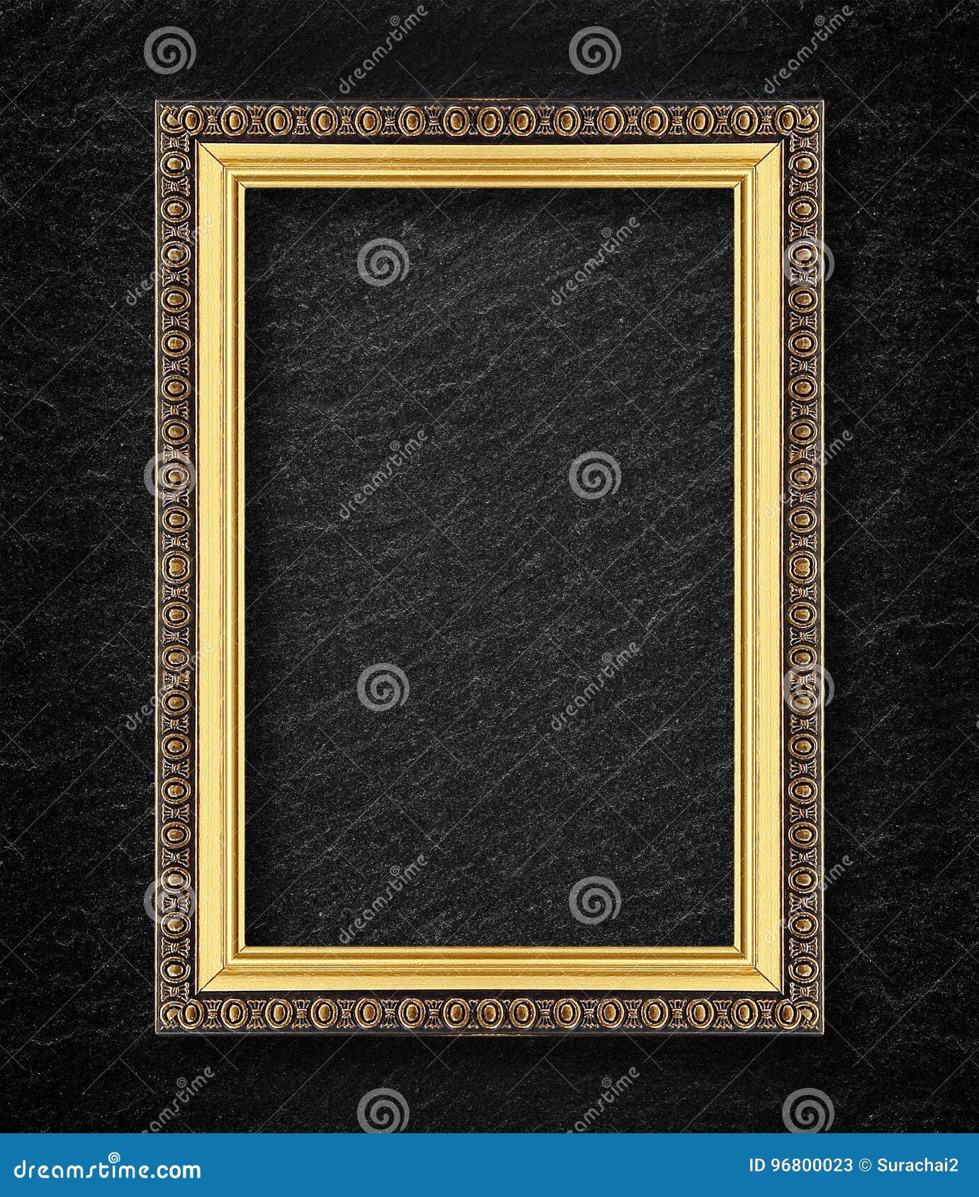 Gold frame on black slate stock image. Image of decoration - 96800023