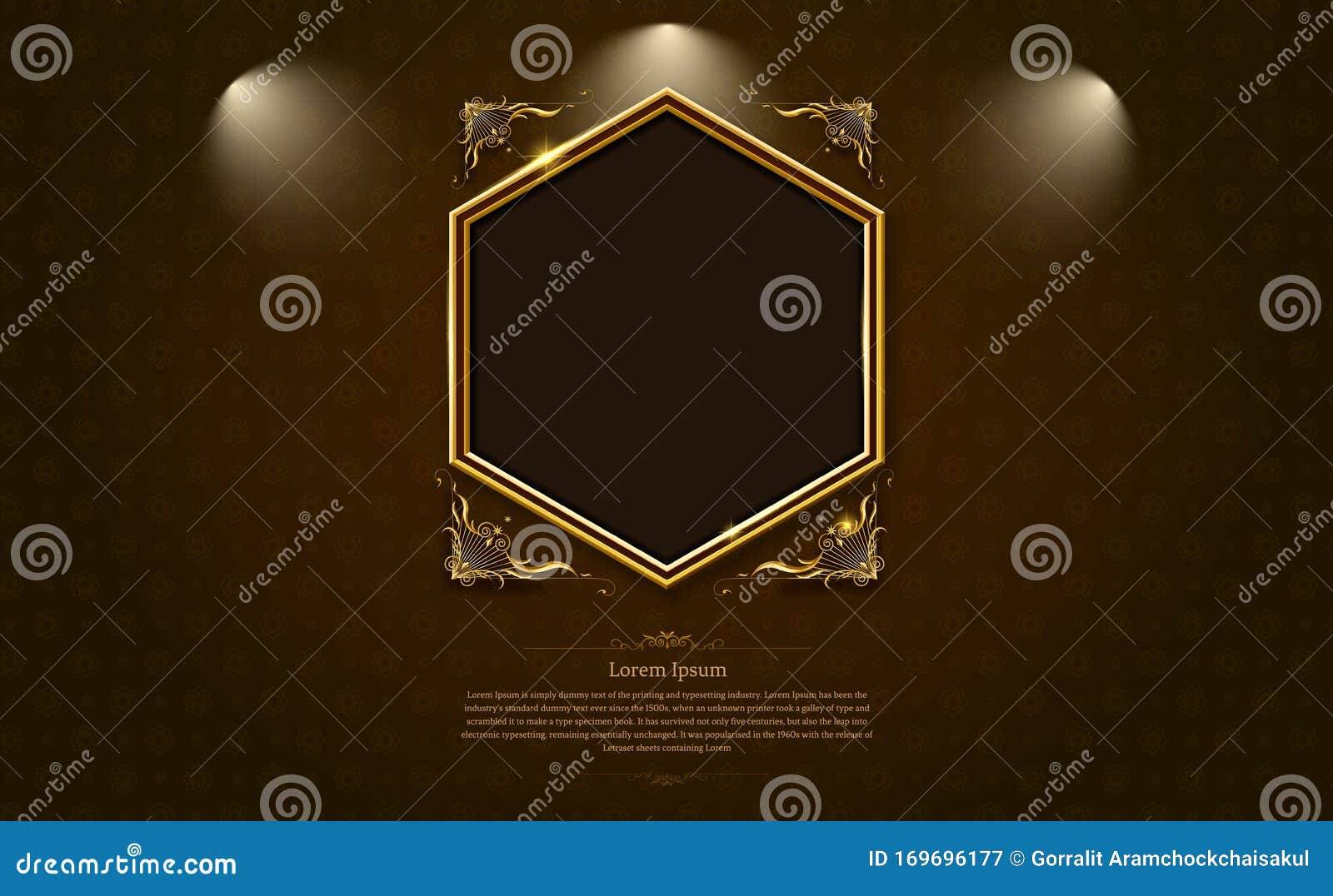 Gold Frame Border Octagon Picture and Pattern Thai Art Stock Vector ...