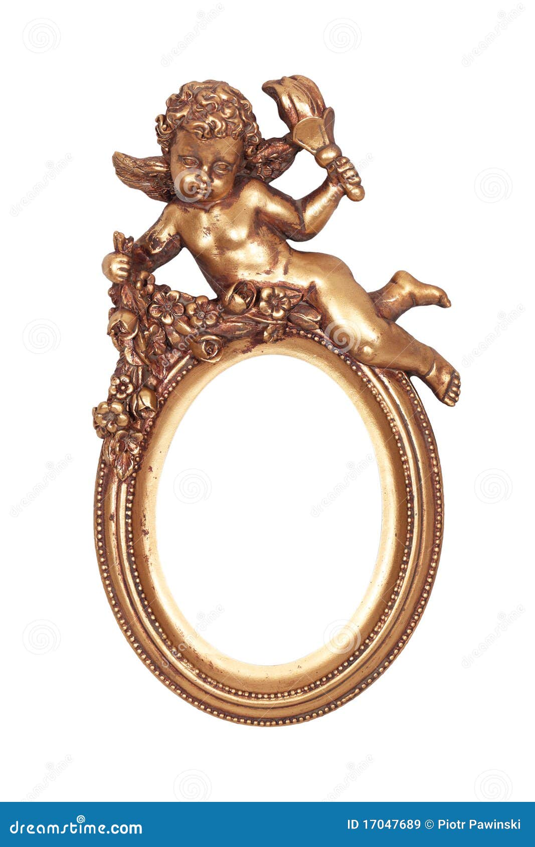 Gold frame with cupid stock image. Image of frame, decoration - 17047689