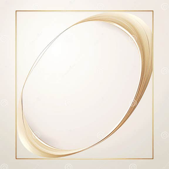 A Gold Frame with a Curved Line on a White Background Stock ...