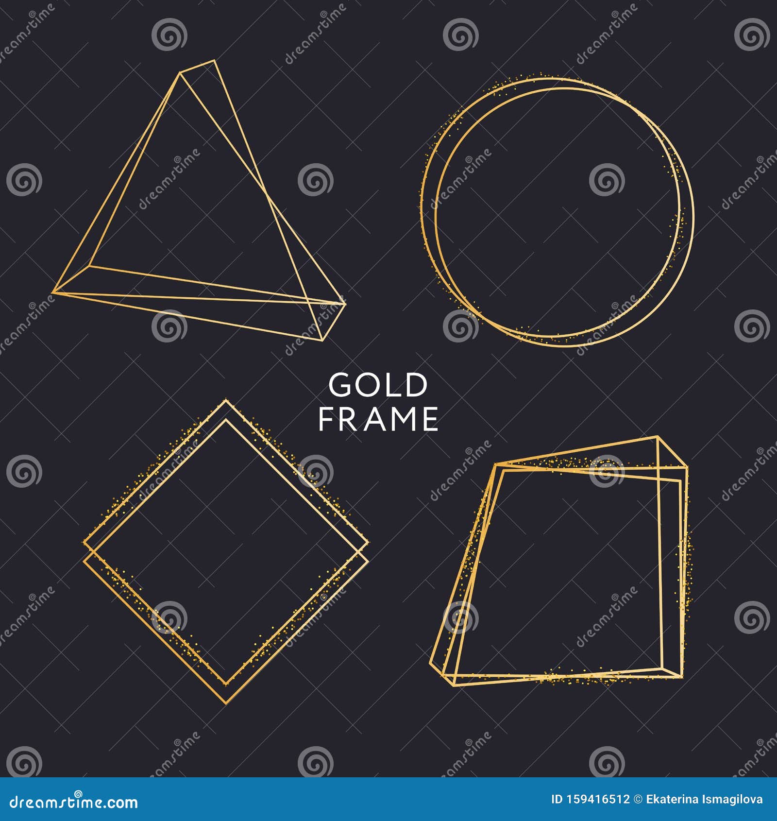 Gold Frame Decor Isolated Vector Shiny Gold Metallic Gradient Border ...