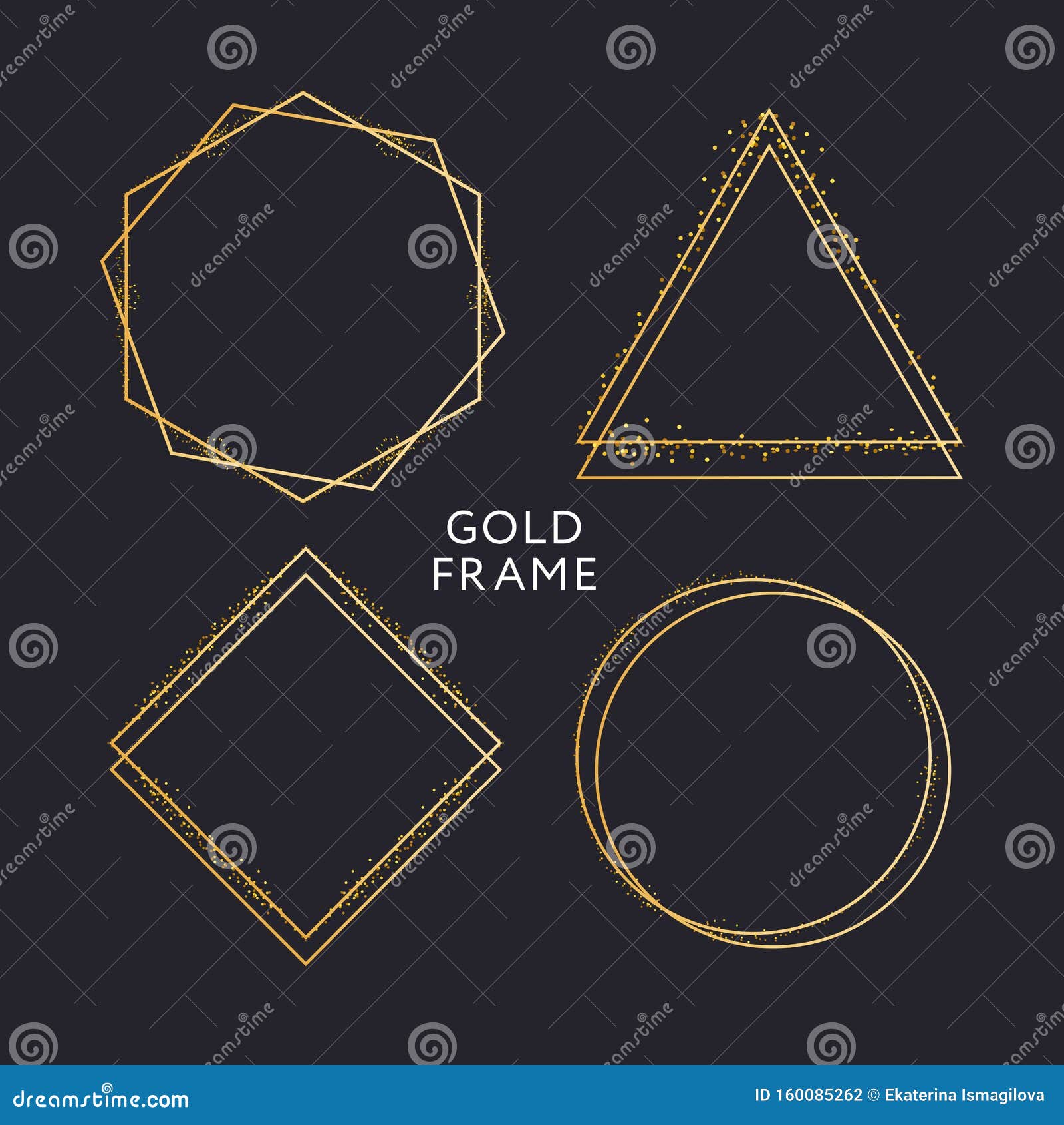 Gold Frame Decor Isolated Vector Shiny Gold Metallic Gradient Border ...