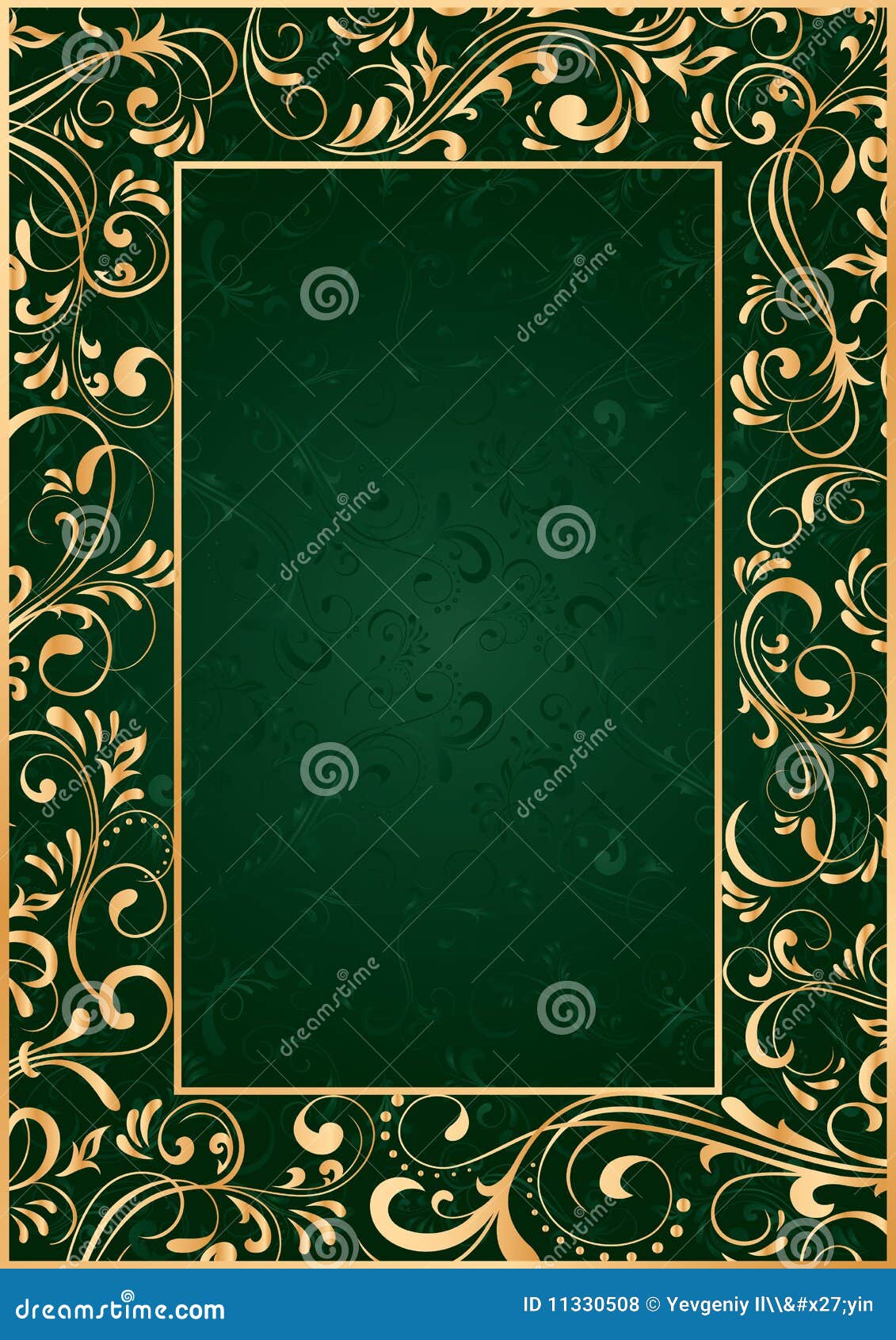 Gold Frame on Green Background Stock Vector - Illustration of green ...