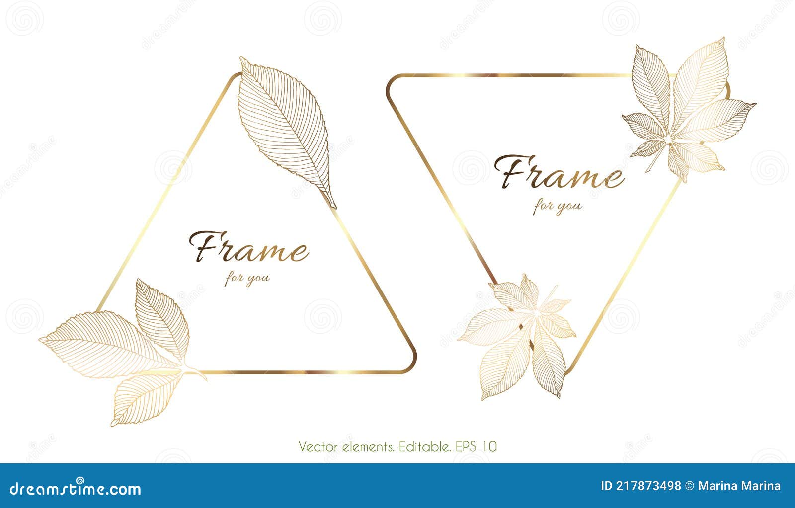 Gold Frame. Invitation Card with Golden Chestnut Leaves. Gold Frame ...