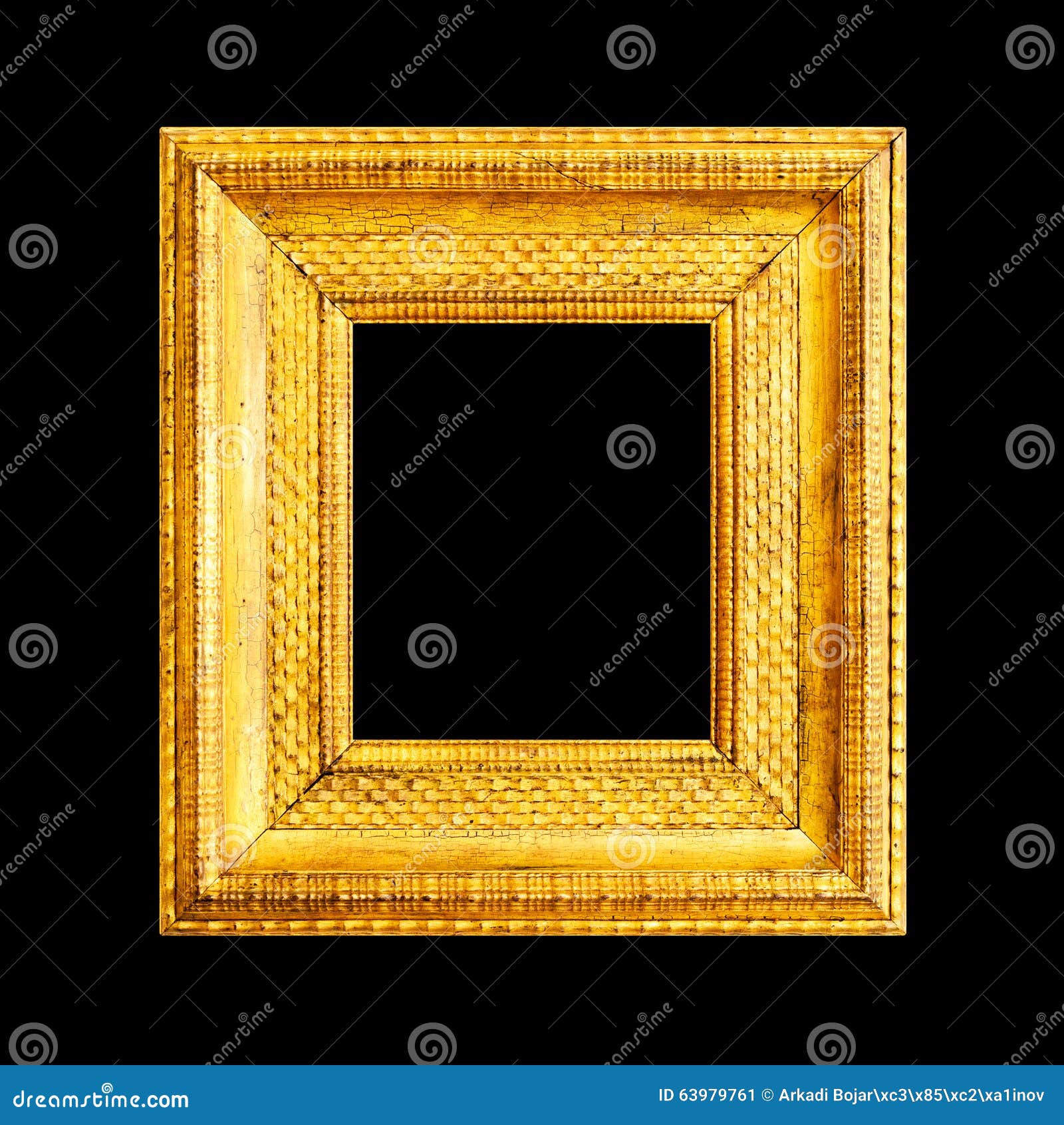 Gold Frame Isolated on Black Stock Image - Image of blank, ancient ...