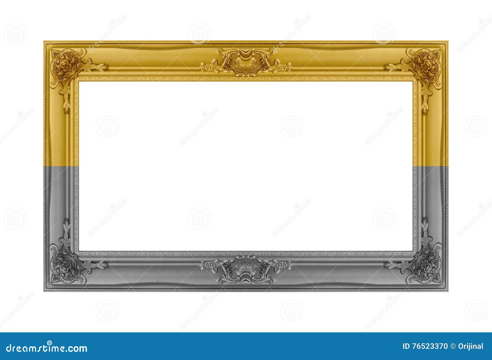 Gold Frame Isolated on White Background Stock Photo - Image of ...