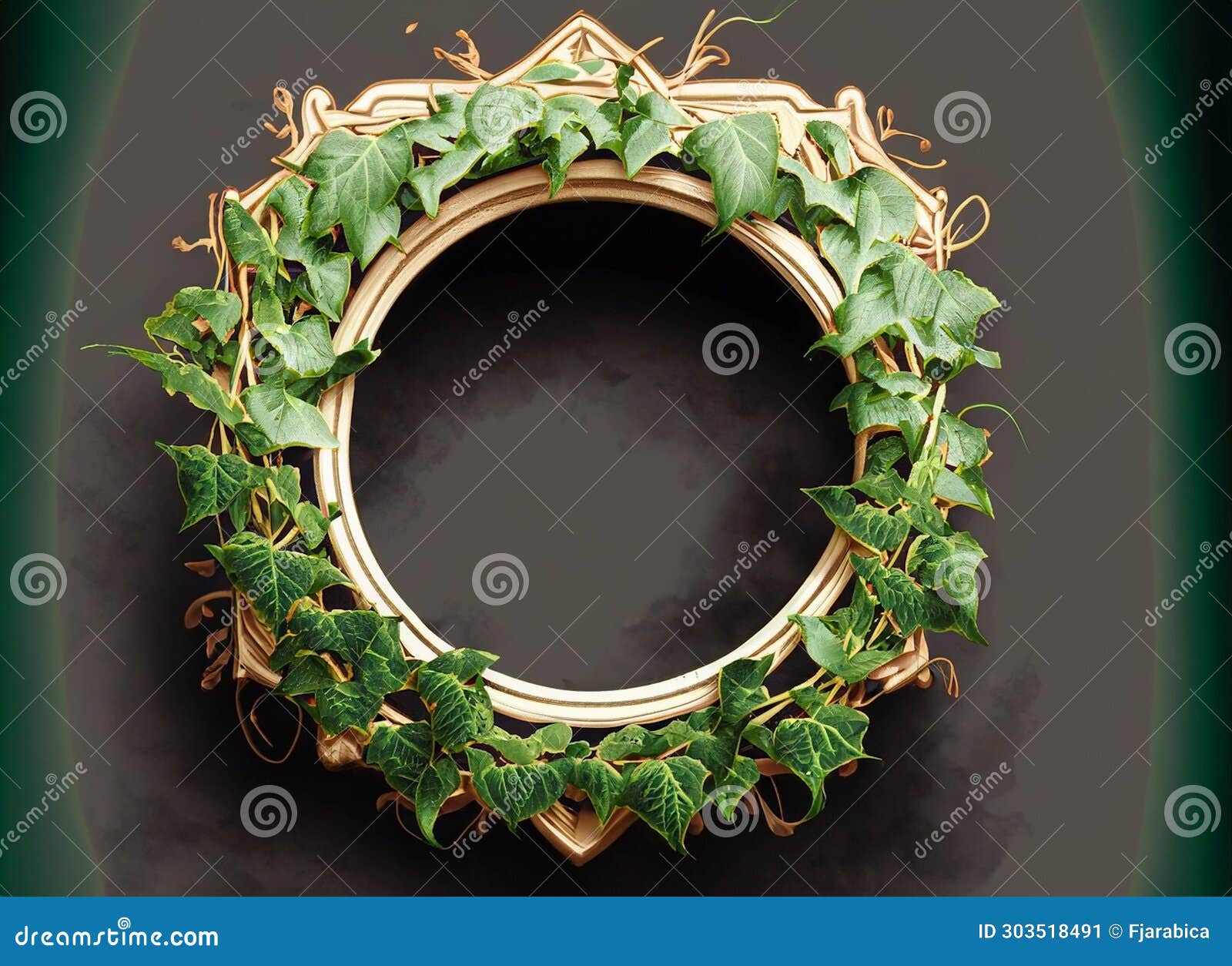 Gold frame with ivy stock illustration. Illustration of aged - 303518491