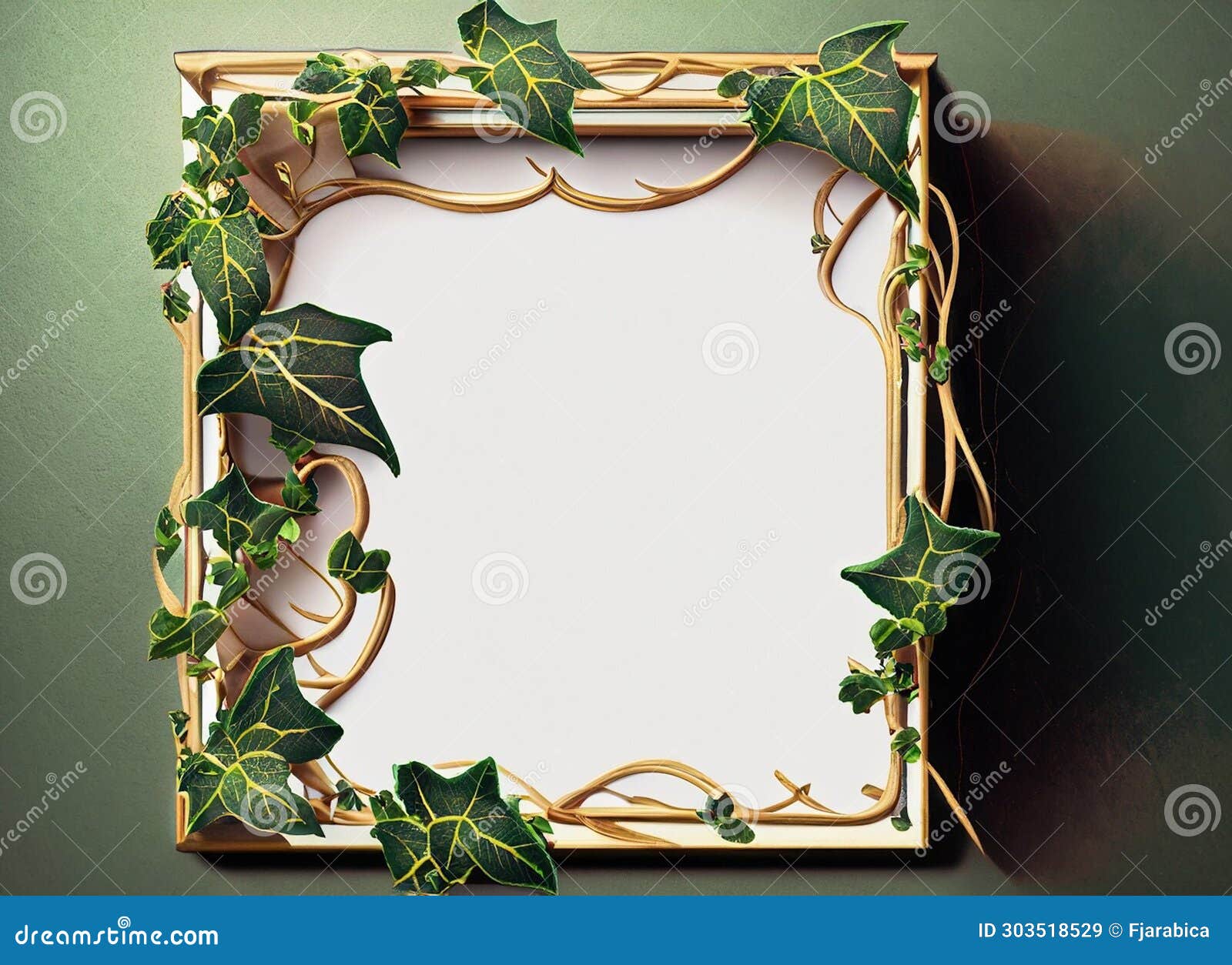 Gold frame with ivy stock illustration. Illustration of baroque - 303518529