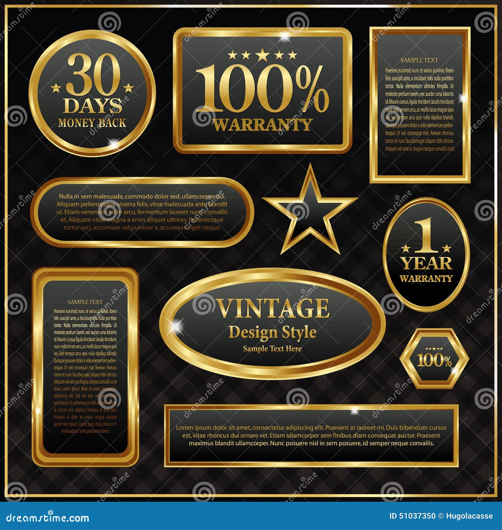 Gold Frame Labels Sign Rich Banner Stock Vector - Illustration of ...