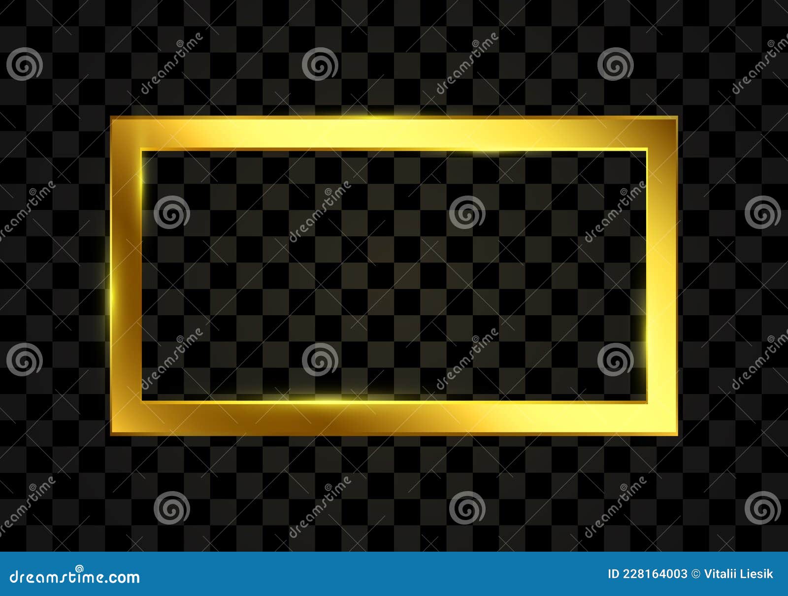 Gold Frame with Light Effects. Bright Rectangular Banner. Vector Stock Illustration ...