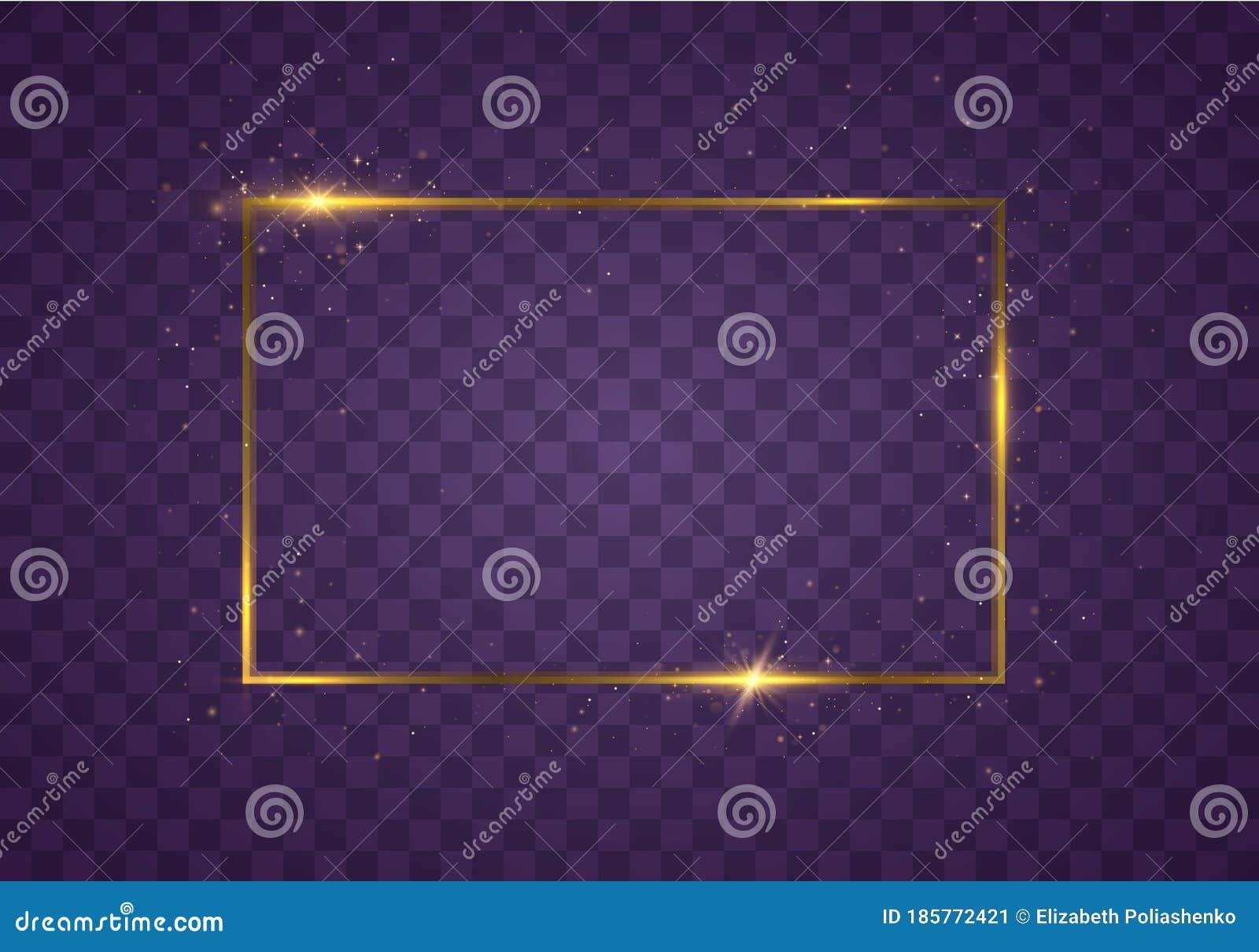 Gold frame light stock vector. Illustration of glow - 185772421