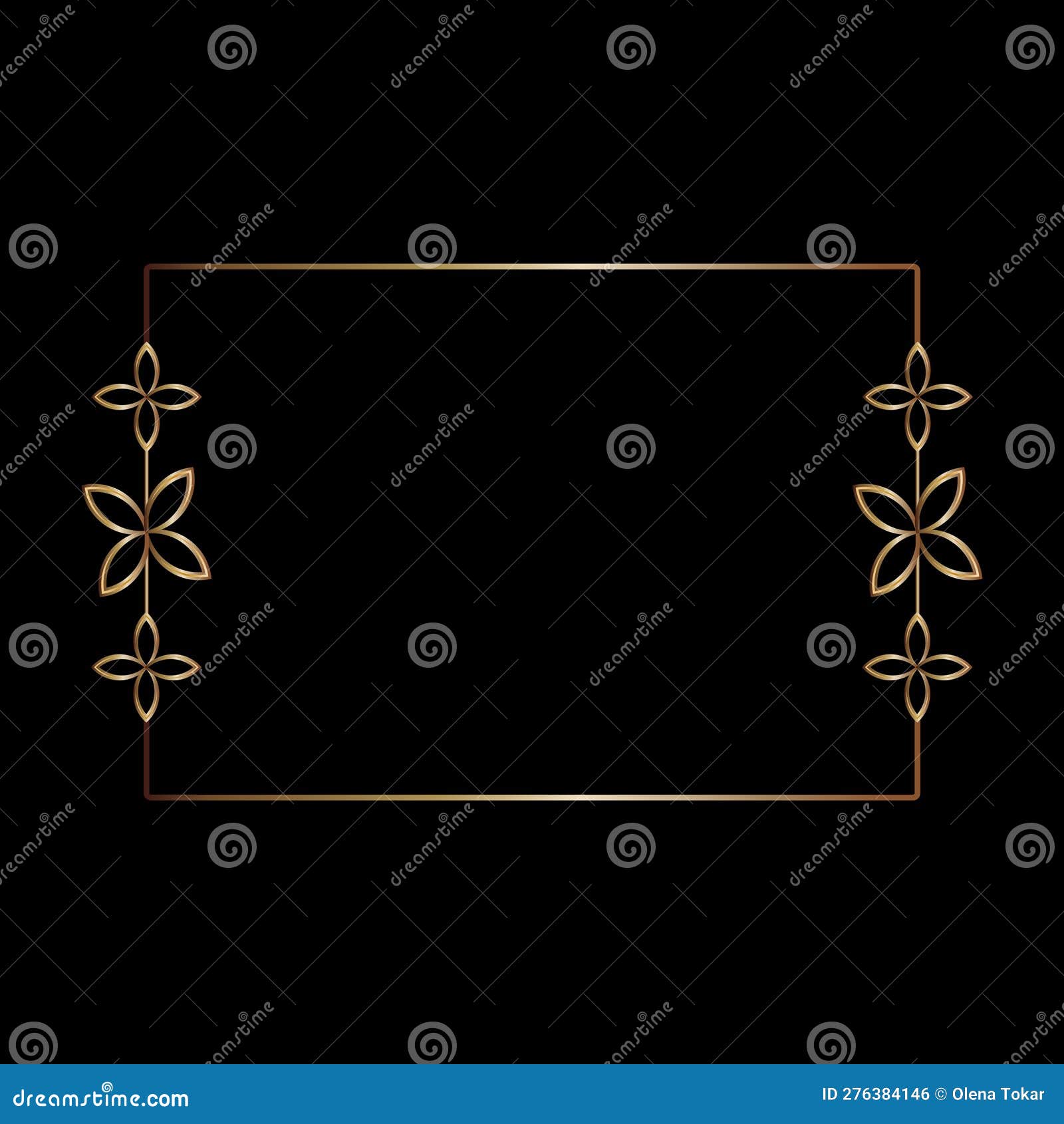Gold Frame Line Art Style, Vector Design Element Geometric Shape Stock ...