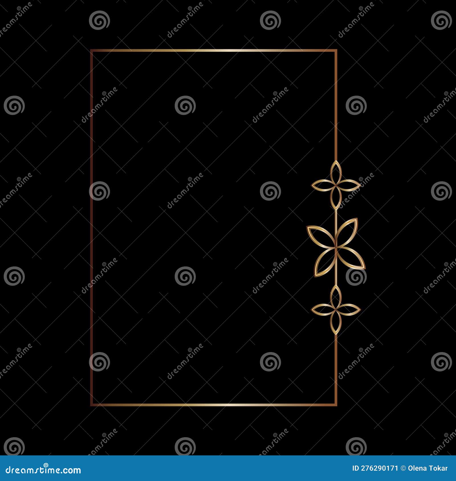 Gold Frame Line Art Style, Vector Design Element Geometric Shape Stock ...