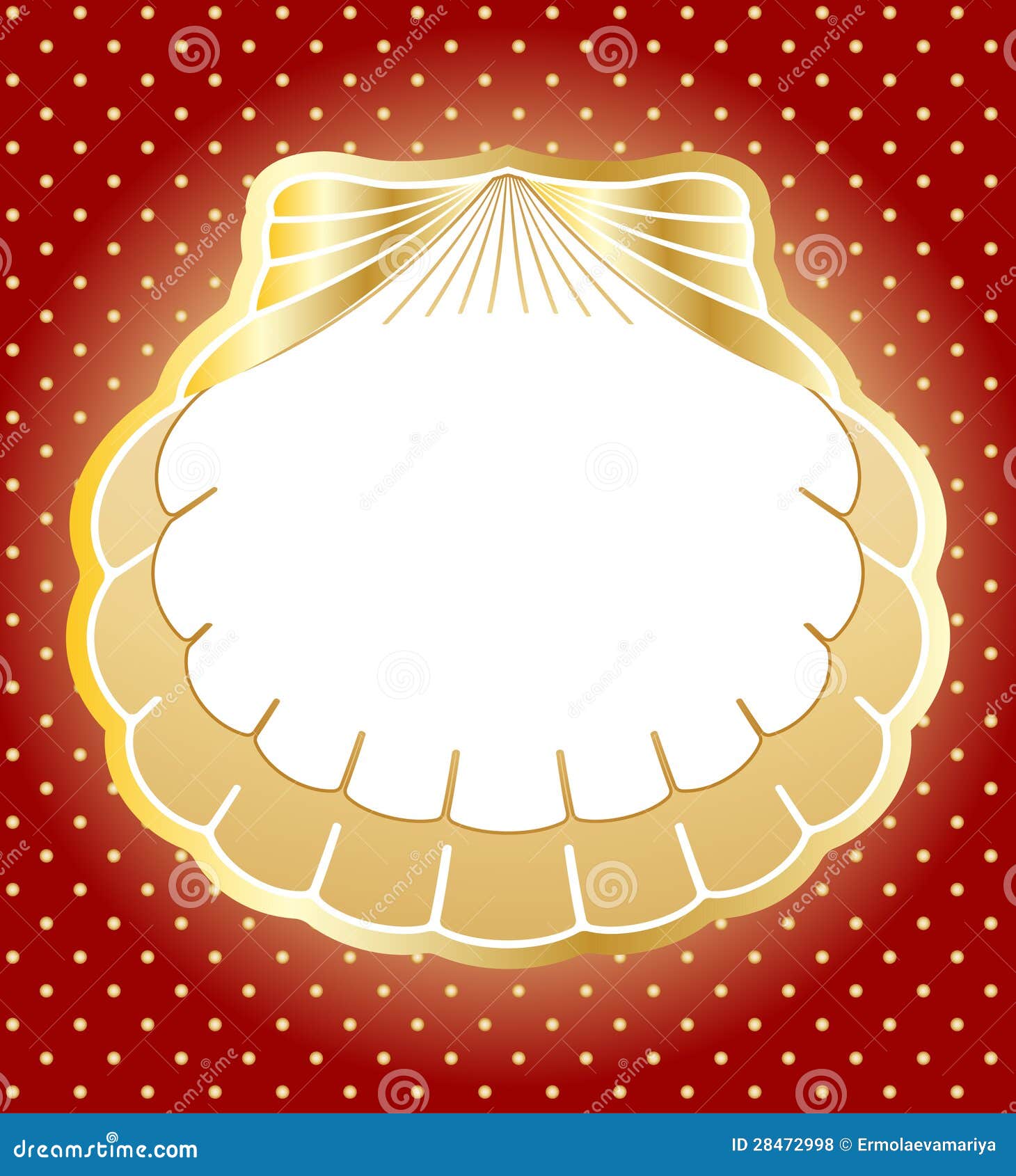 Gold Frame Made of Pearl Shells. Vector Background Stock Vector ...