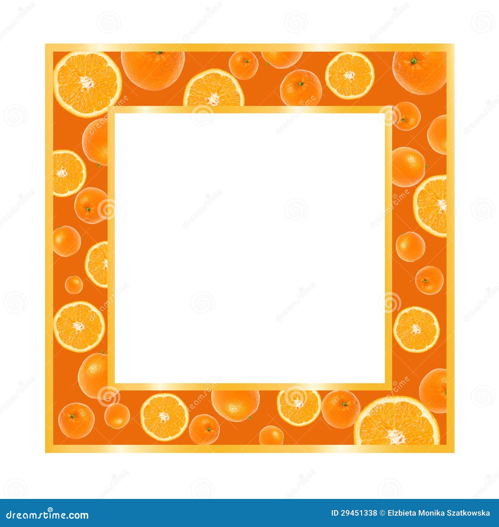 Gold frame with oranges stock illustration. Illustration of citrus ...