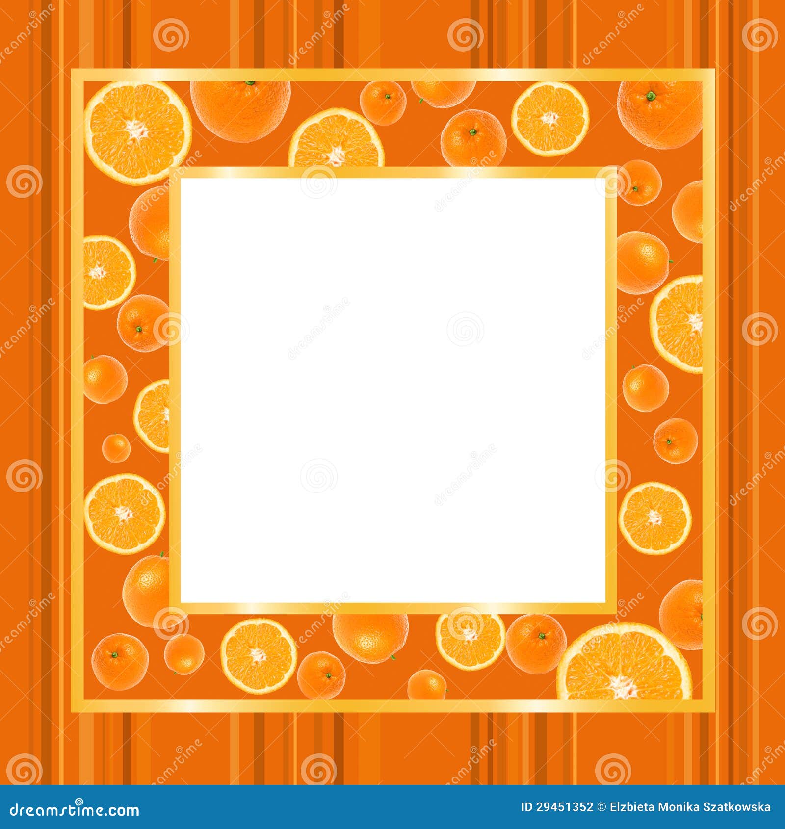 Gold frame with oranges stock illustration. Illustration of collection ...