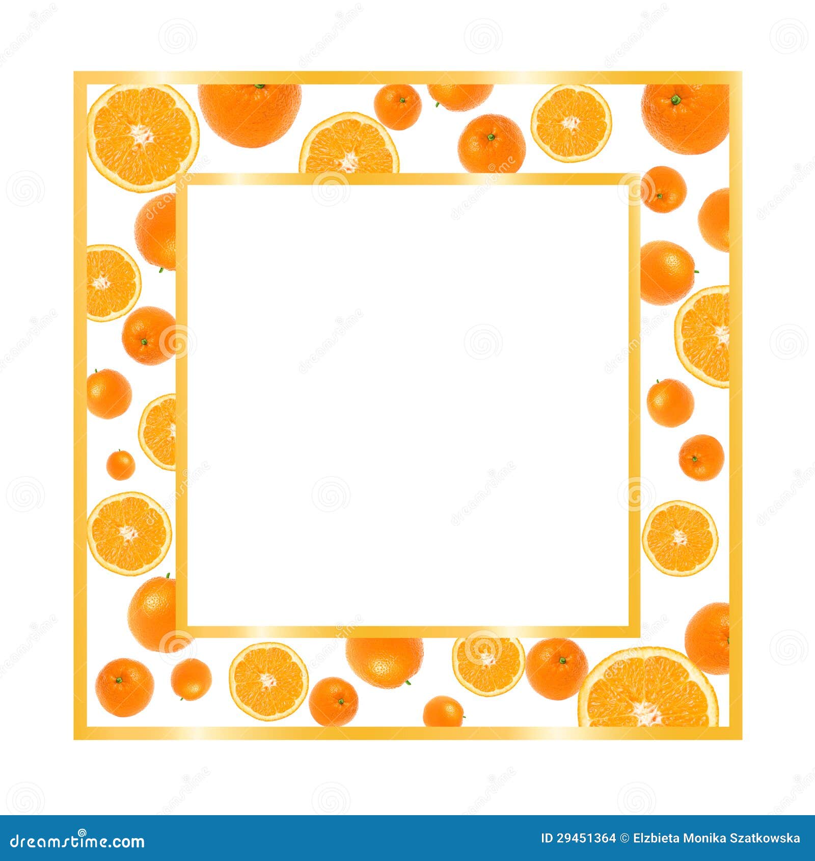 Gold frame with oranges stock illustration. Illustration of food - 29451364