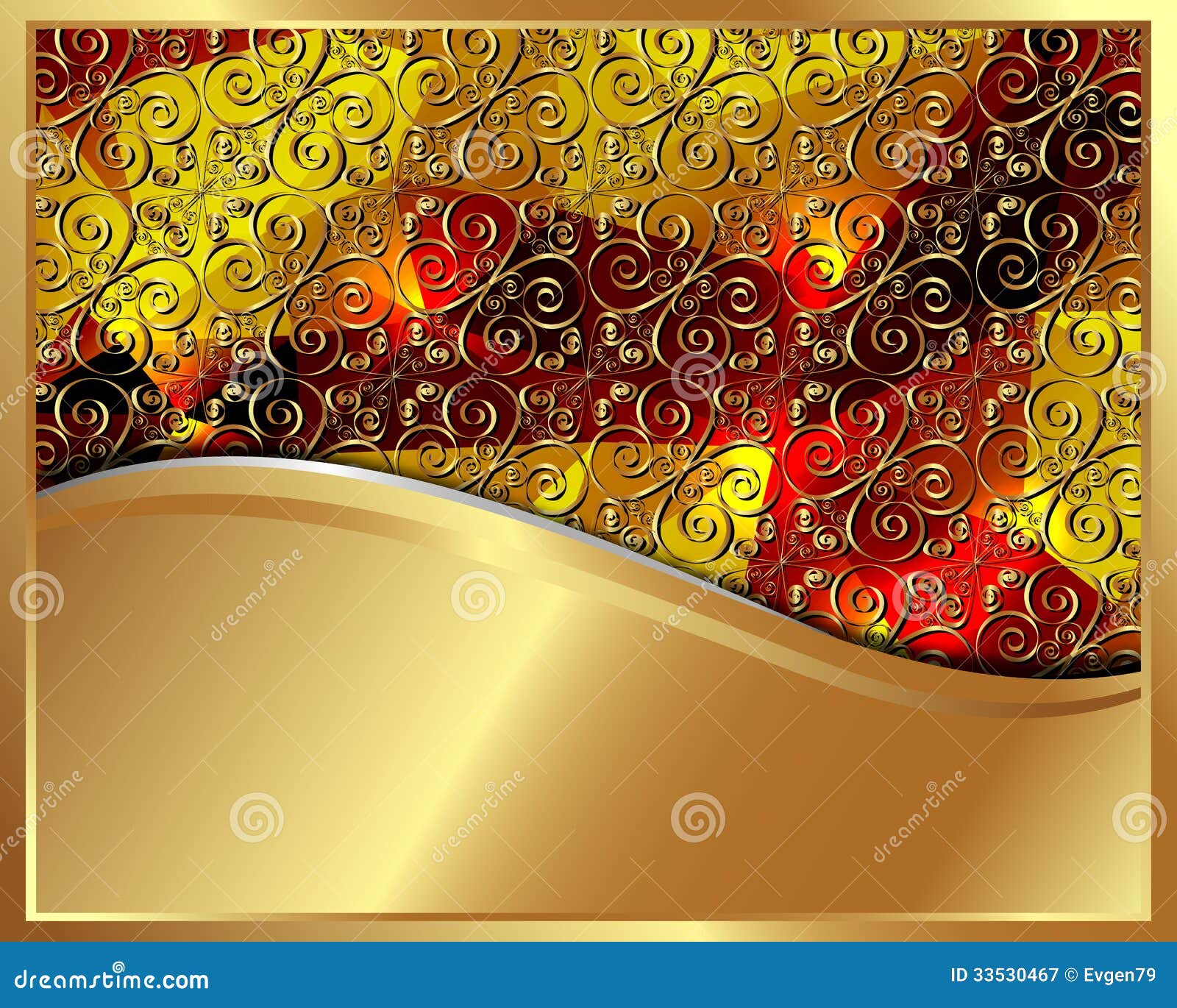 Gold frame with pattern 3 stock vector. Illustration of florals - 33530467