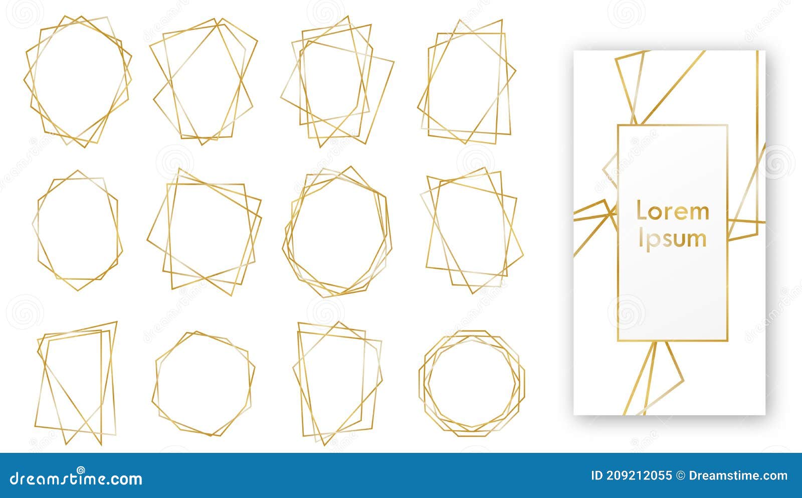 Gold frame polygonal stock vector. Illustration of element - 209212055