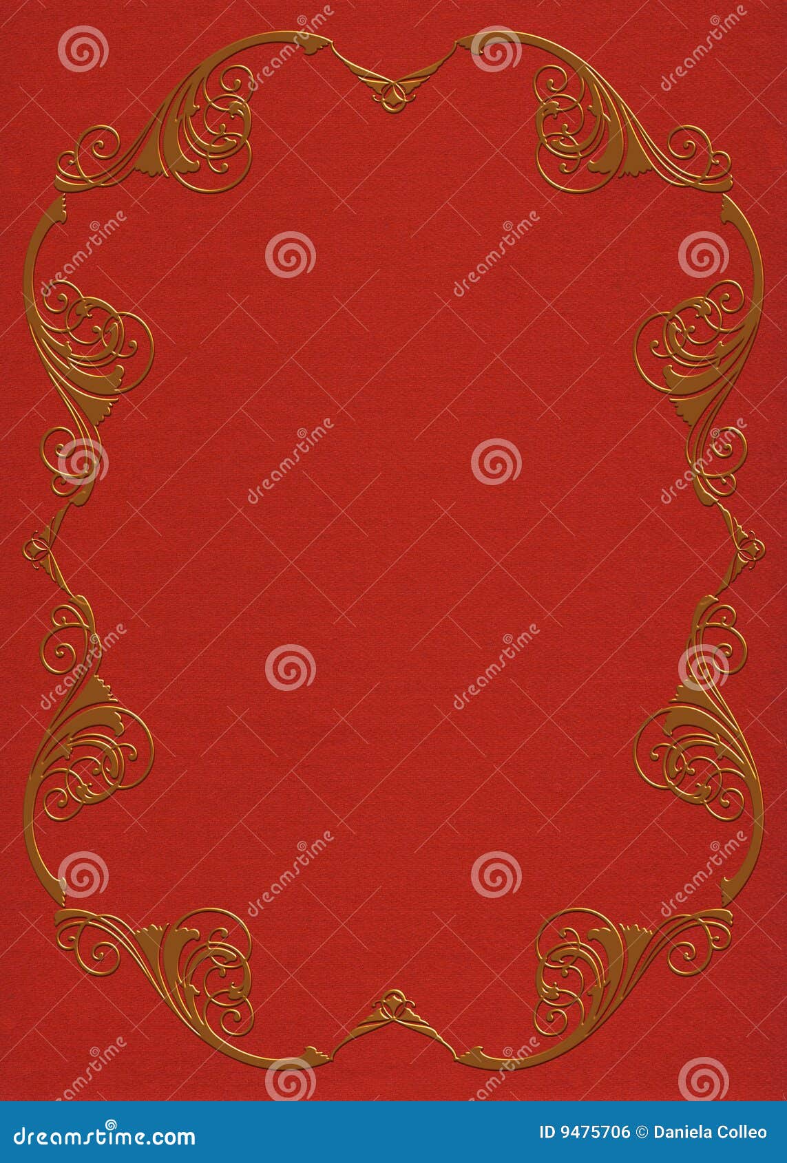 Gold Frame On Red Felt Invitation Stock Photography | CartoonDealer.com ...