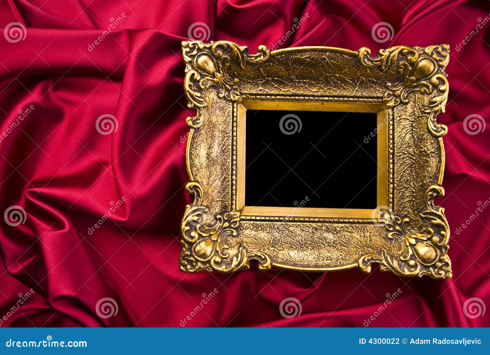 Gold Frame on Red Satin stock photo. Image of deco, domestic - 4300022